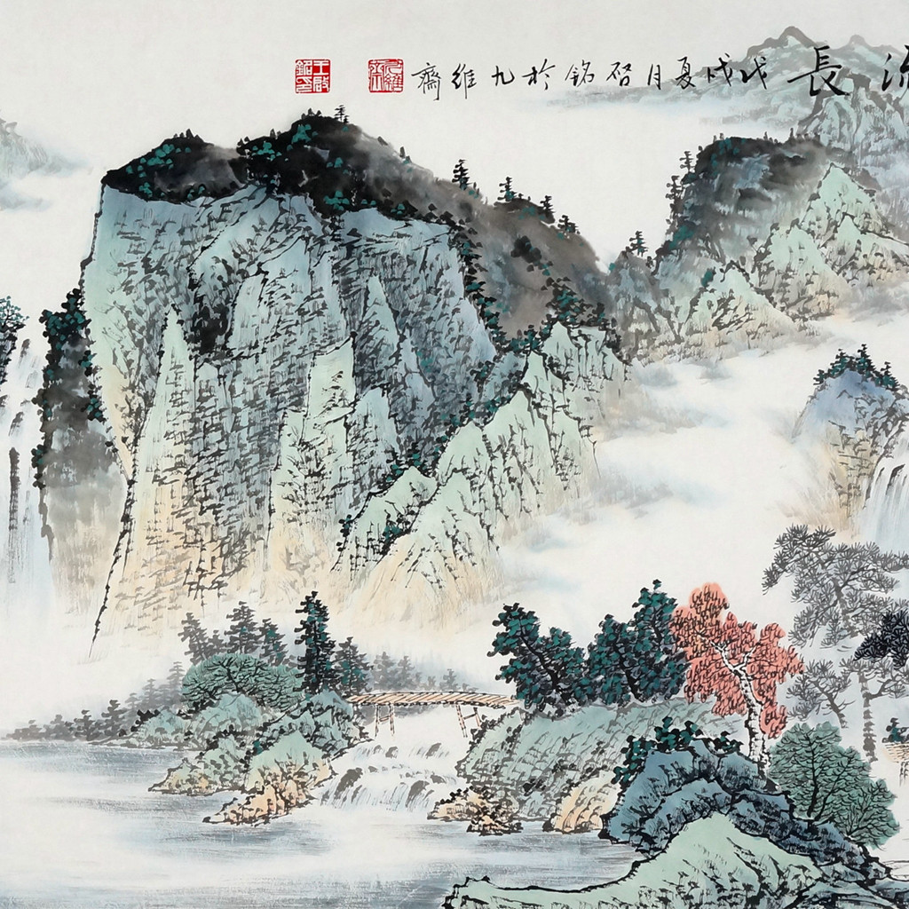山水画精品,国画山水手绘作品收藏,办公室,客厅,会议室山水 - 木微画院